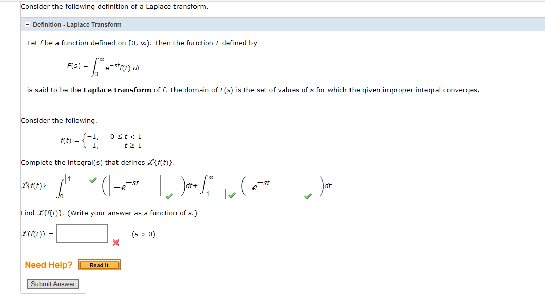 Solved Consider the following definition of ﻿a Laplace | Chegg.com