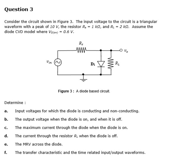 Solved Question 3 Consider the circuit shown in Figure 3. | Chegg.com