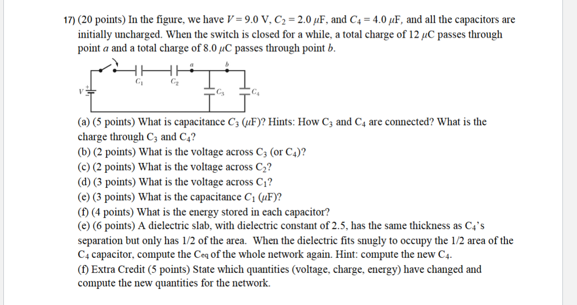 Solved In the figure, we have V=9.0V,C_(2)=2.0 muF, and | Chegg.com