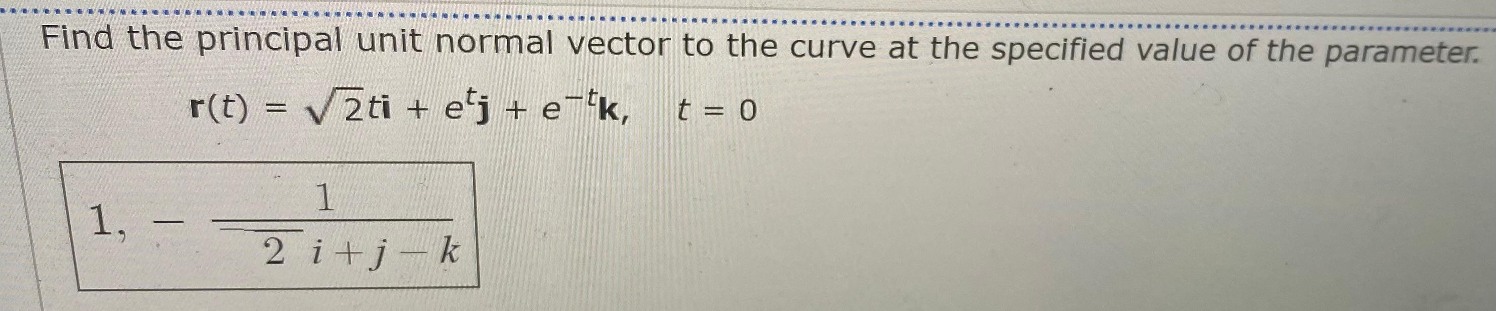 Solved Find the principal unit normal vector to the curve at | Chegg.com