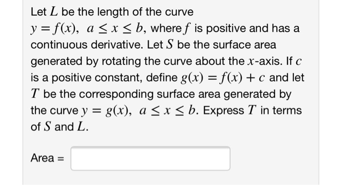 Solved Let L be the length of the curve y =f(x), a x b, | Chegg.com