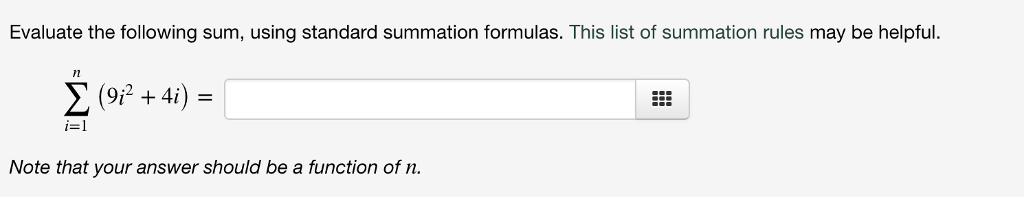 Solved Evaluate the following sum, using standard summation | Chegg.com