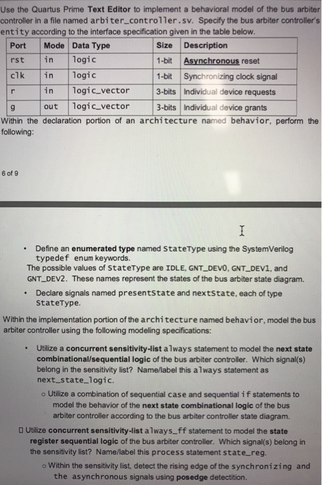 Use the Quartus Prime Text Editor to implement a | Chegg.com