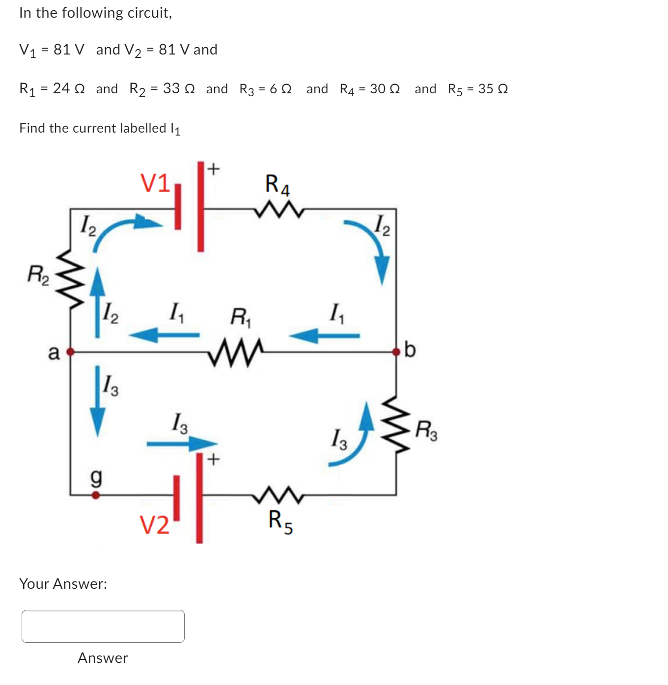 Solved In the following circuit, V1=81 V and V2=81 V and | Chegg.com Solved In the following circuit, V1=81 V and V2=81 V and | Chegg.com