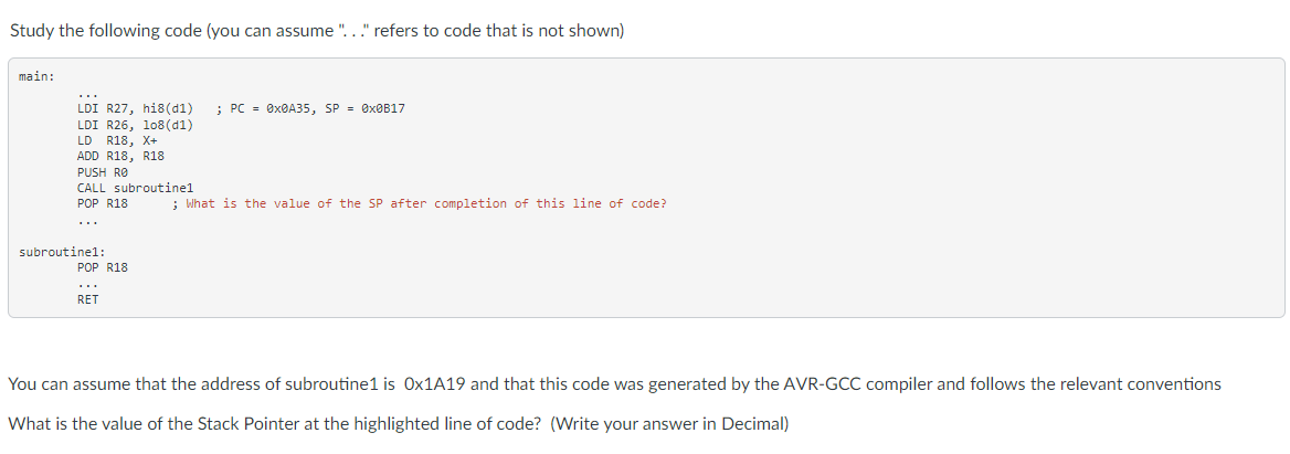 Solved Study the following code (you can assume "..." refers | Chegg.com