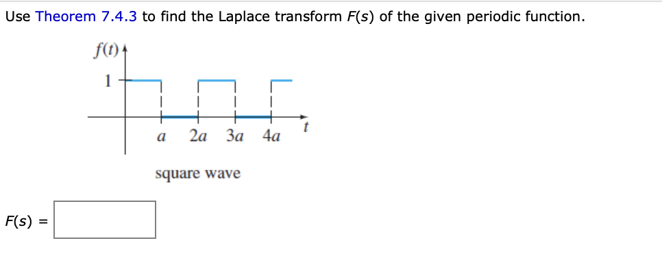 Solved Use Theorem 7.4 .3 to find the Laplace transform F(s) | Chegg.com