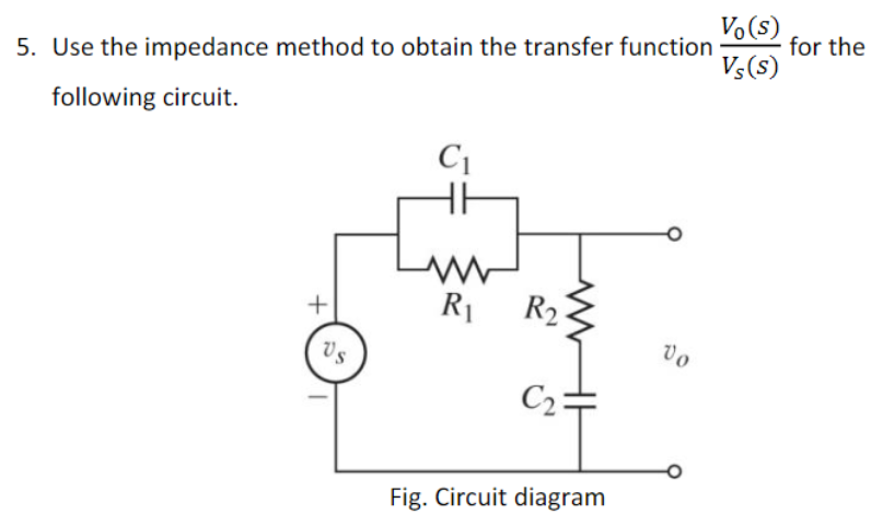 Solved 5. Use the impedance method to obtain the transfer | Chegg.com