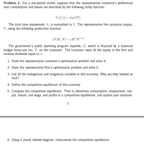 Solved Problem 1: For a one-period model, suppose that the | Chegg.com