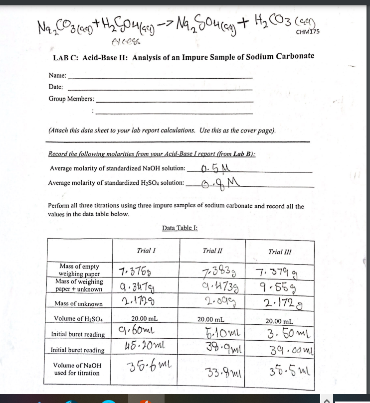 Solved CHEM 152 Experiment Acid-Base II: Analysis of an | Chegg.com