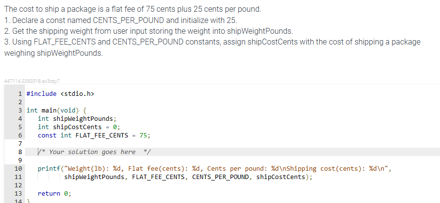 Solved The cost to ship a package is a flat fee of 75 cents | Chegg.com