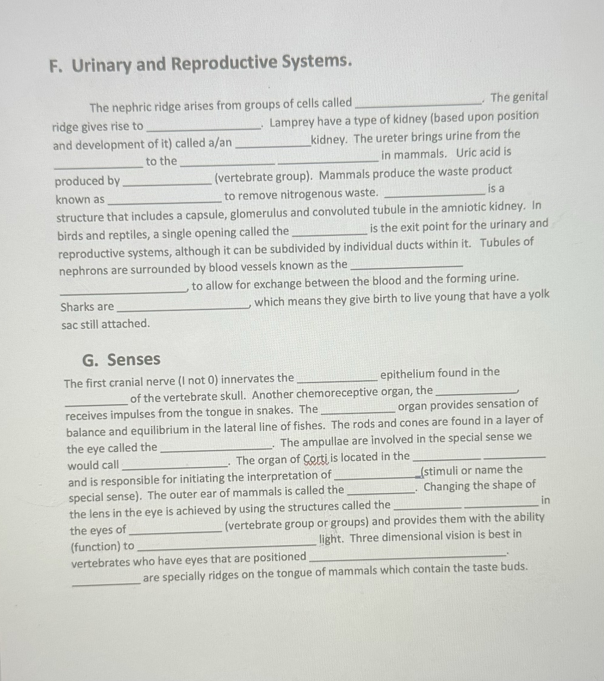 Solved F. ﻿Urinary and Reproductive Systems.The nephric | Chegg.com