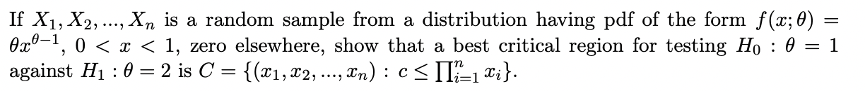 Solved If X1, X2, ..., Xn is a random sample from a | Chegg.com
