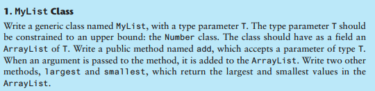 1 Mylist Class Write A Generic Class Named Mylist