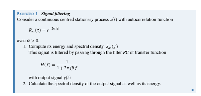 Solved Exercise 1 ﻿Signal filteringConsider a continuous | Chegg.com