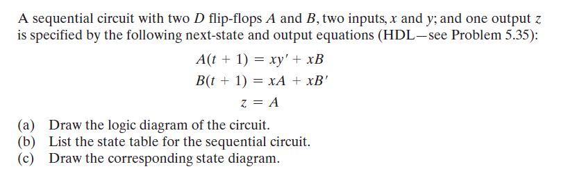 Solved A sequential circuit with two D ﻿flip-flops A and B, | Chegg.com