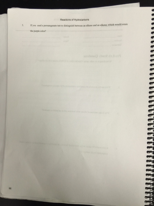 Solved Reactions of Hydrocarbons Report Sheet Instructor | Chegg.com