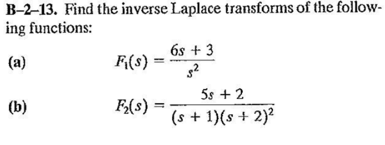 Solved B 2 13 Find The Inverse Laplace Transforms Of The