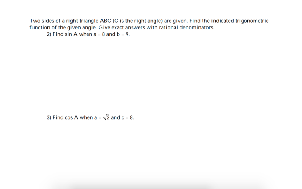 Solved Two sides of a right triangle ABC (C is the right | Chegg.com