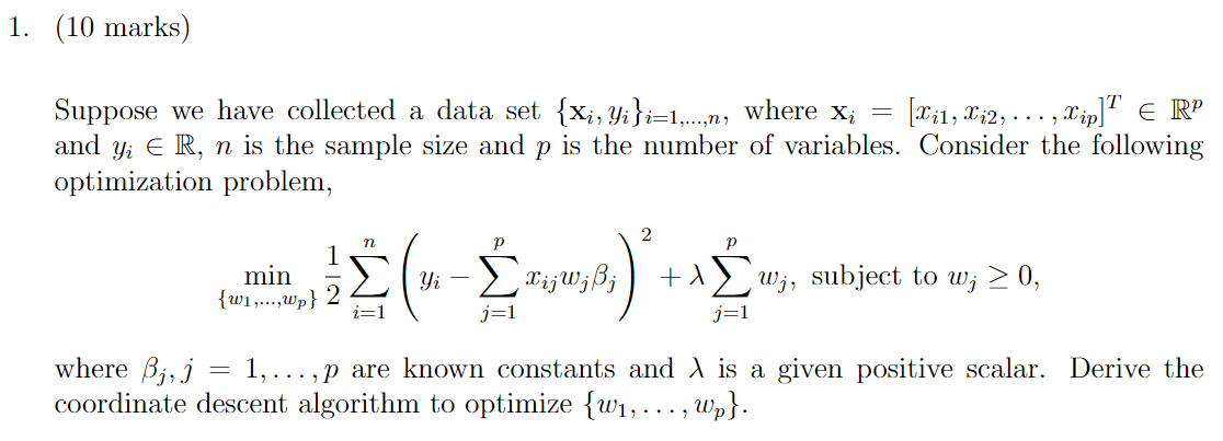 Suppose we have collected a data set {xi,yi}i=1,…,n, | Chegg.com