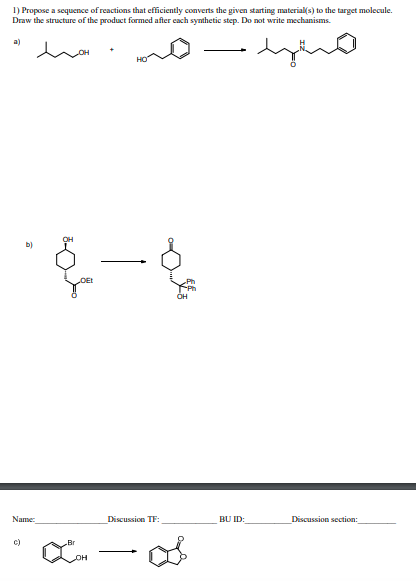Solved l) Propose a sequence of reactions that efficiently | Chegg.com