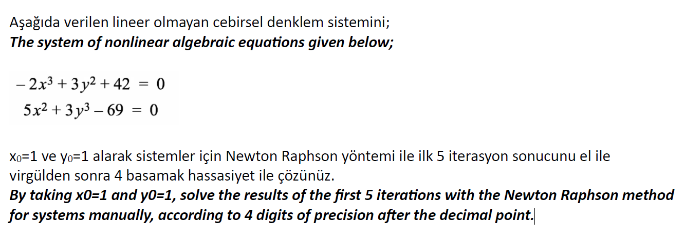 Solved Newton Raphson Methodthe System Of Nonlinear