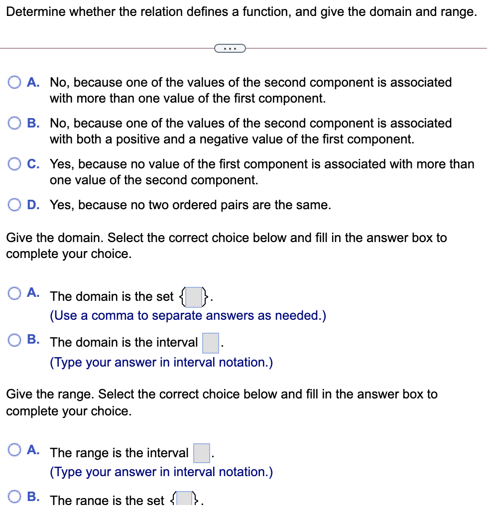 Solved Determine whether the relation defines a function, | Chegg.com