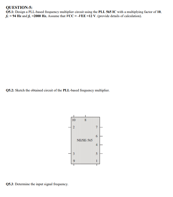 QUESTION-5: 05.1: Design a PLL-based frequency | Chegg.com