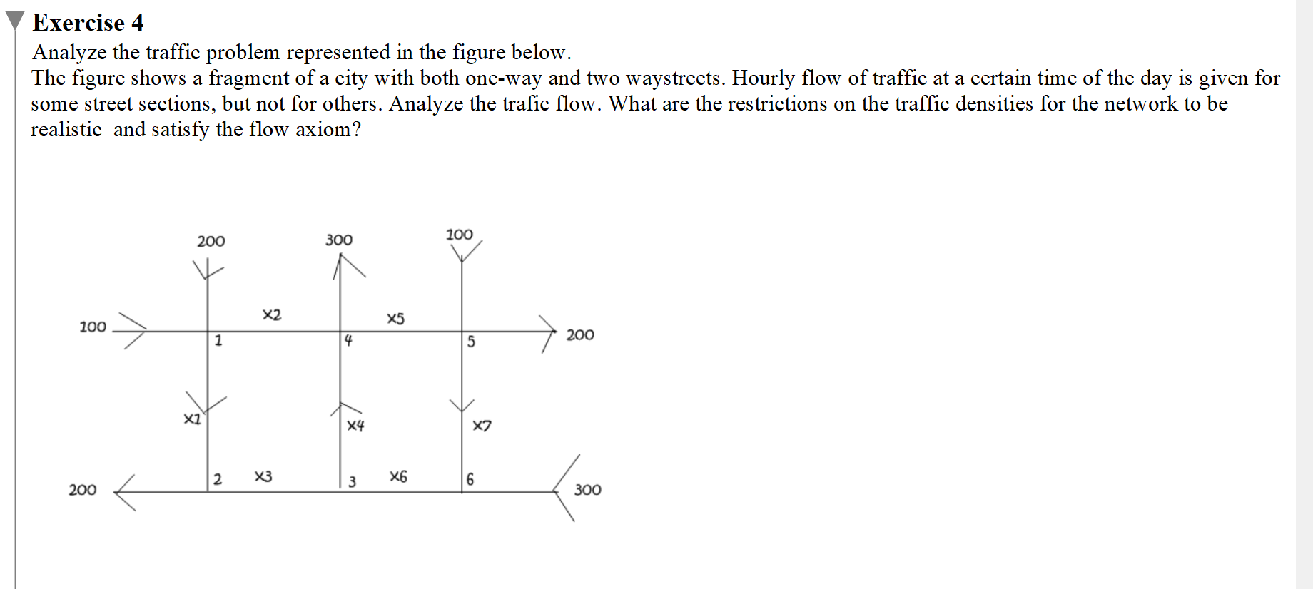Solved Exercise 4 ﻿USE matrices Analyze the traffic problem | Chegg.com
