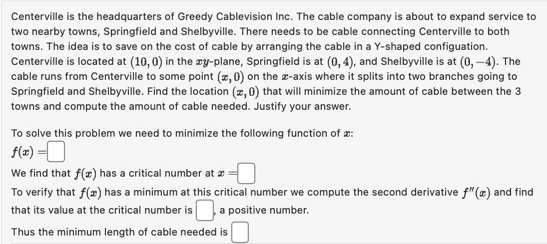 Solved Centerville is the headquarters of Greedy Cablevision | Chegg.com