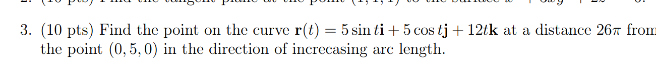 Solved 3. (10 pts) Find the point on the curve | Chegg.com