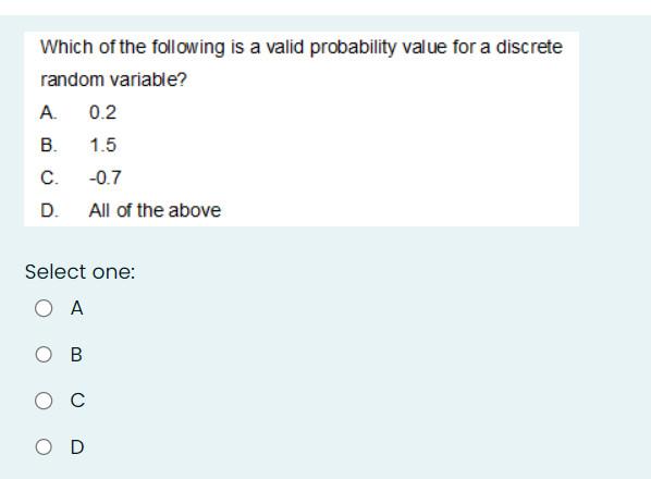 Solved Which of the following is a valid probability value | Chegg.com