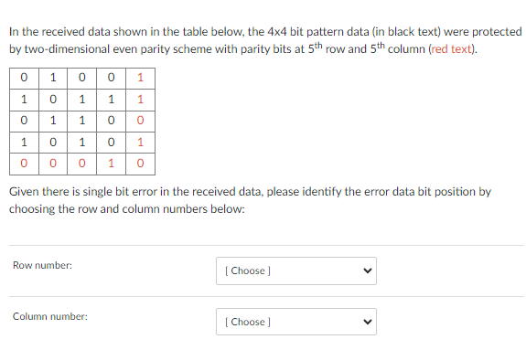 Solved In the received data shown in the table below, the | Chegg.com