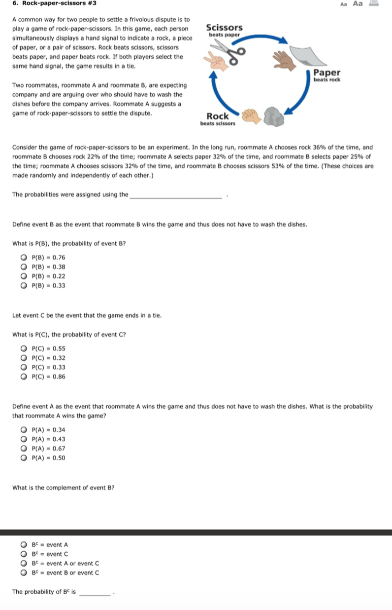 Solved 6. Rock-paper-scissors #3 Aa Aa Scissors beats paper | Chegg.com