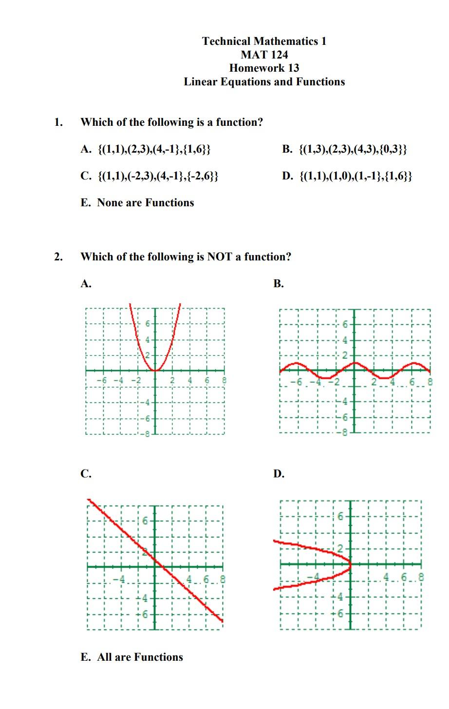 Solved Technical Mathematics 1 MAT 124 Homework 13 Linear | Chegg.com