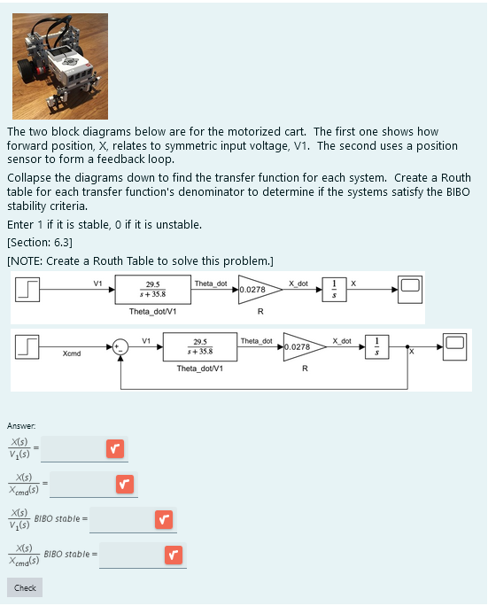 Solved The two block diagrams below are for the motorized | Chegg.com