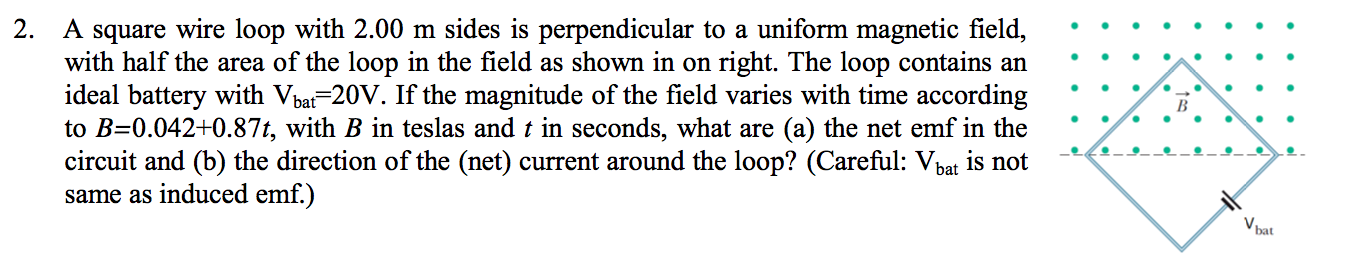 Solved 2. B A square wire loop with 2.00 m sides is | Chegg.com