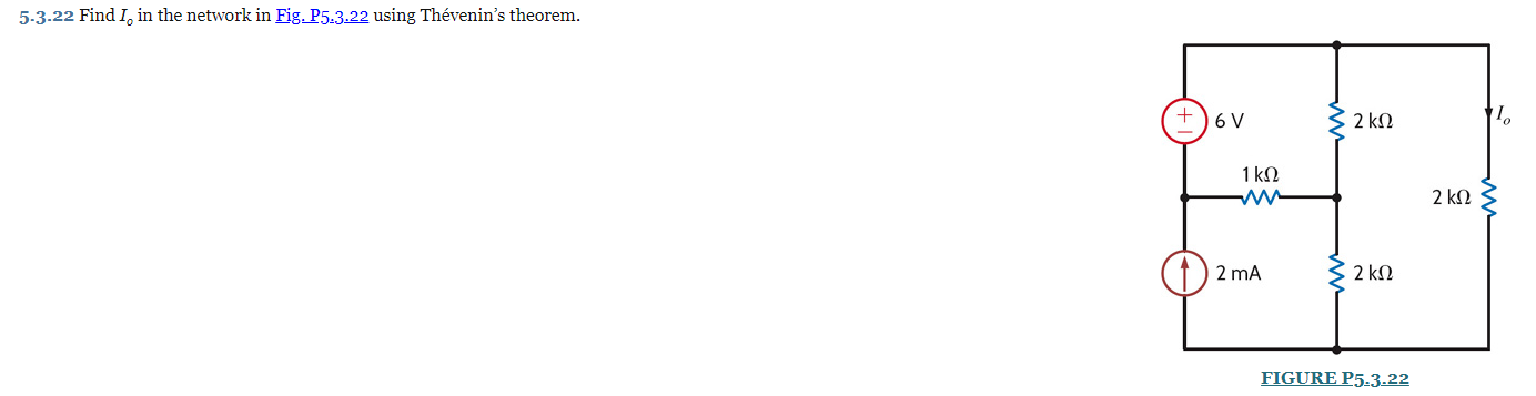 Solved 5.3.22 Find I0 in the network in Fig. P5.3.22 using | Chegg.com