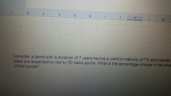 Solved Consider a bond with a duration of 7 years having a | Chegg.com