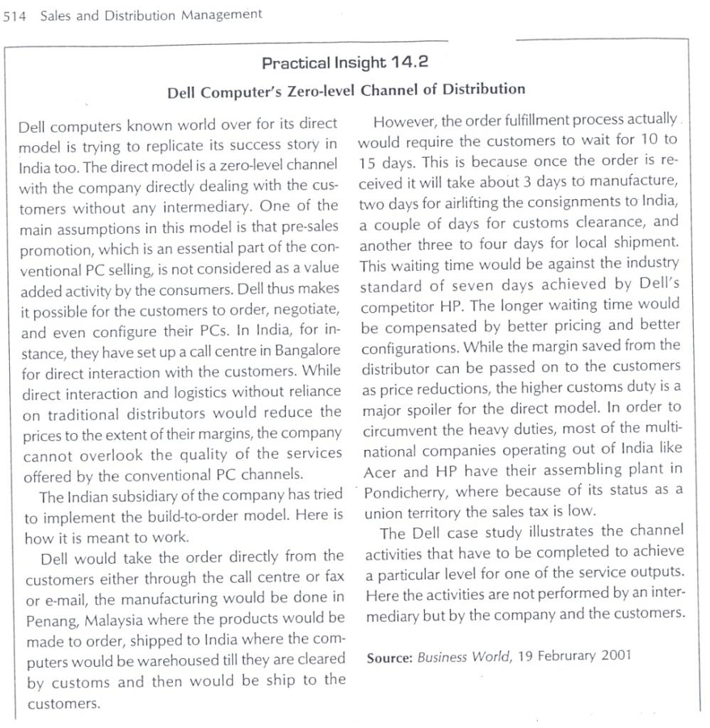 Solved 514 Sales and Distribution Management Practical | Chegg.com