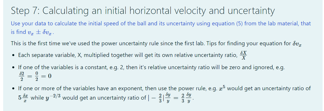Solved Step 7: Calculating an initial horizontal velocity | Chegg.com