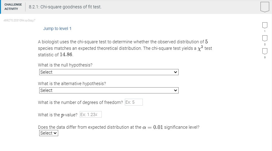 Solved Jump to level 1 A biologist uses the chi-square test | Chegg.com