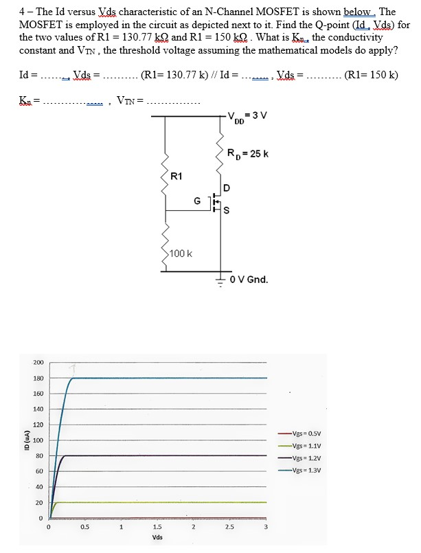 Solved 4- The Id versus Vds characteristic of an N-Channel | Chegg.com