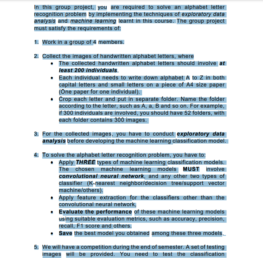 In this group project, you are required to solve an | Chegg.com