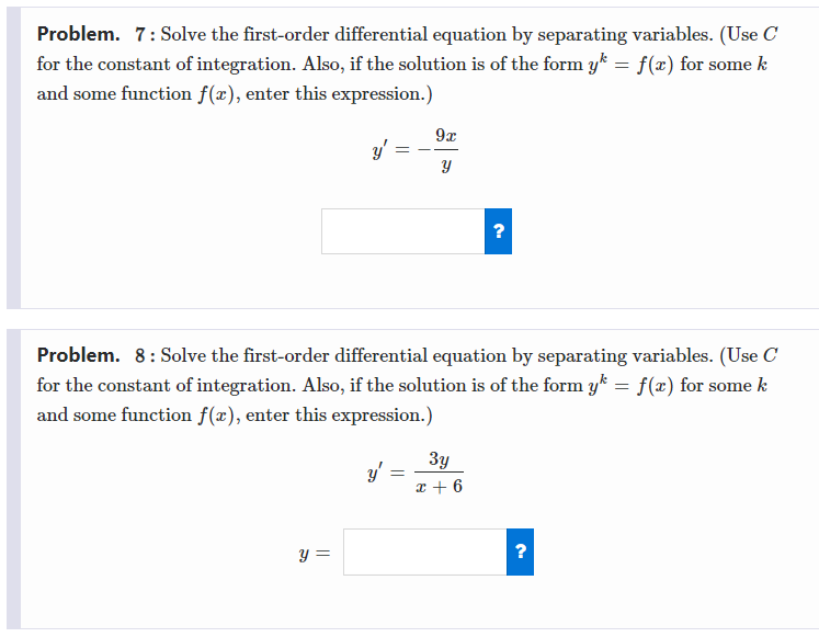 Solved Problem. 7: Solve the first-order differential | Chegg.com