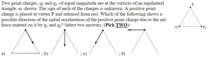Solved Two point charges, q1 and q2, of equal magnitude are | Chegg.com