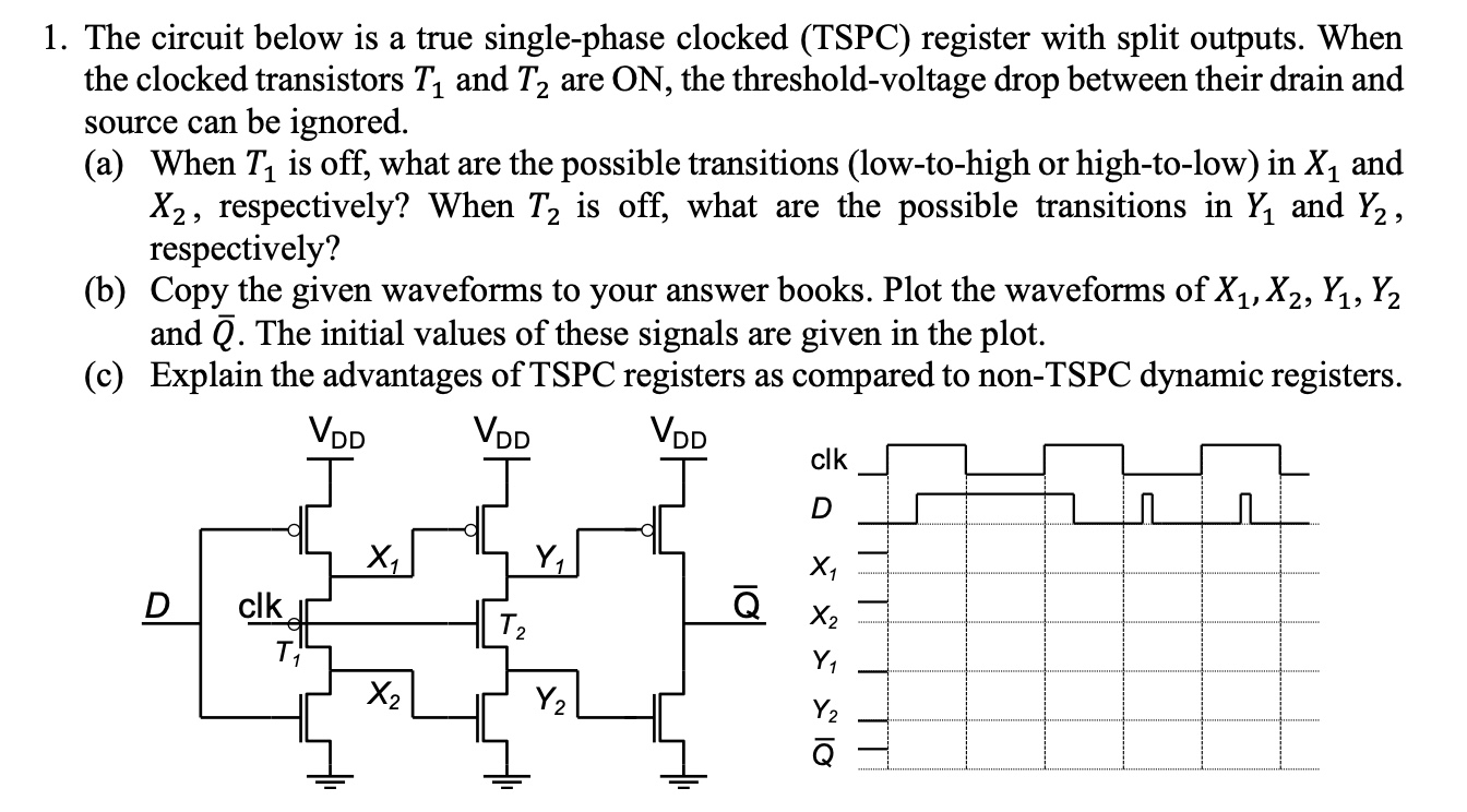 Solved 1. The circuit below is a true single-phase clocked | Chegg.com