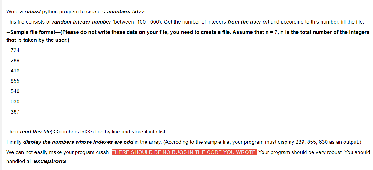 Solved Write a robust python program to create . This file | Chegg.com