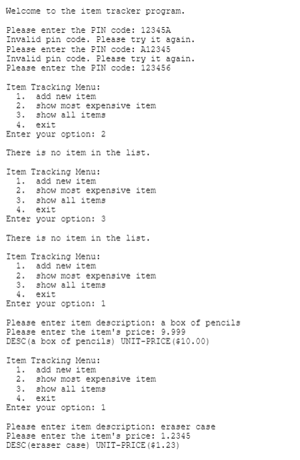 Solved Programming Project #1: Track Items Objectives: • Use | Chegg.com