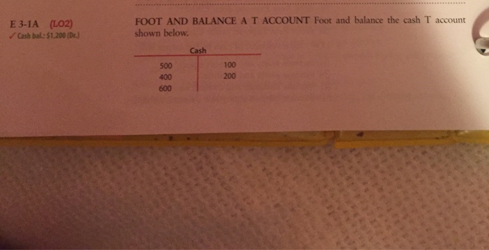 Solved FOOT AND BALANCE A T ACCOUNT Foot and balance the | Chegg.com
