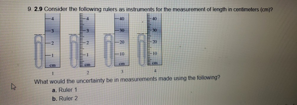Solved 9. 2.9 Consider the following rulers as instruments | Chegg.com